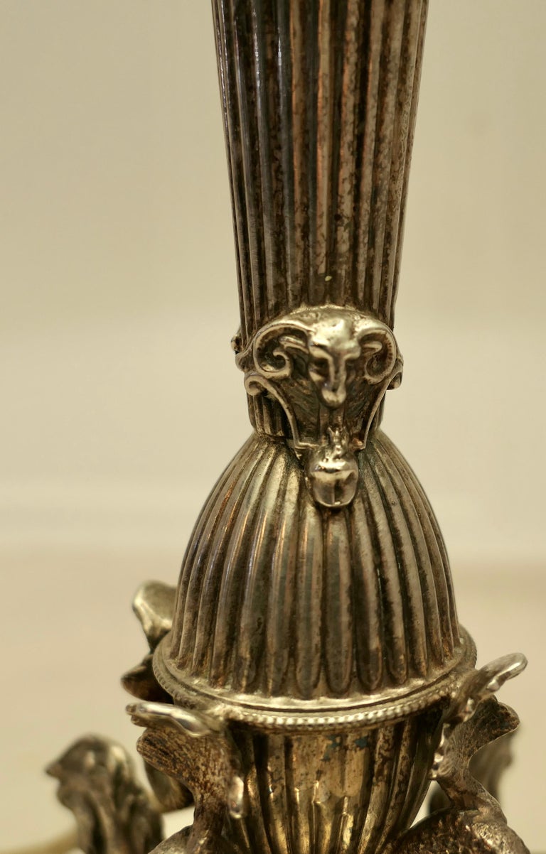 Silver Plated Table Lamp with Mythological Characters For Sale at 1stDibs
