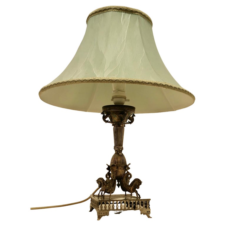 Silver Plated Table Lamp with Mythological Characters For Sale at 1stDibs