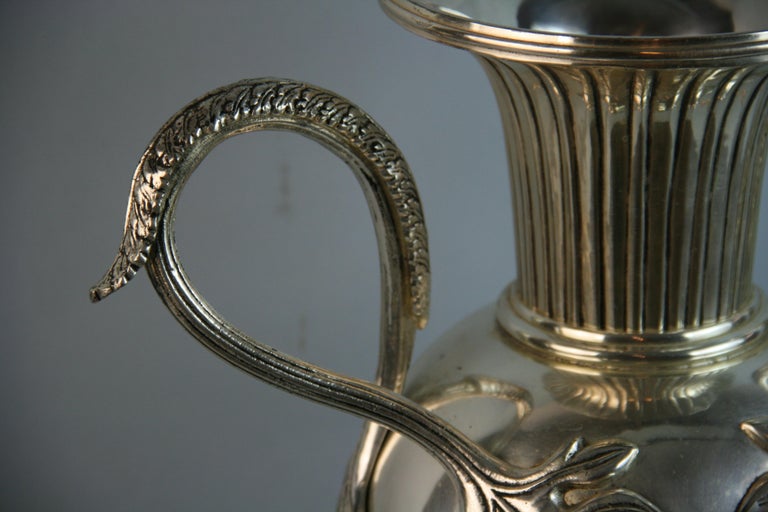 Silver Plated Urn With Leaf Detailing For Sale at 1stDibs