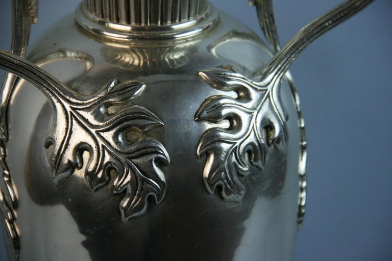 Silver Plated Urn With Leaf Detailing For Sale at 1stDibs