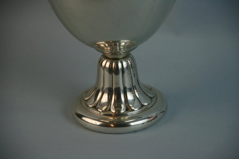 Silver Plated Urn With Leaf Detailing For Sale at 1stDibs