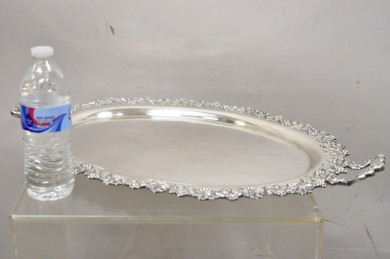Silver Plated Victorian Regency Maple Leaf Grapevine Oval Platter Tray ...