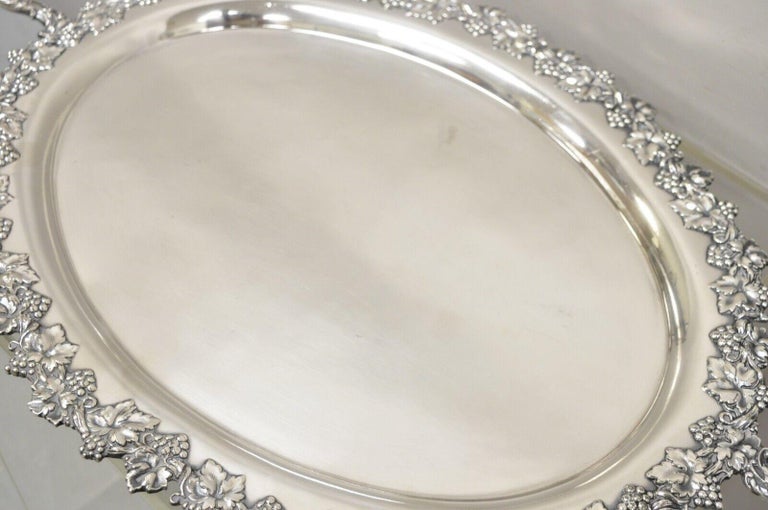 Silver Plated Victorian Regency Maple Leaf Grapevine Oval Platter Tray ...