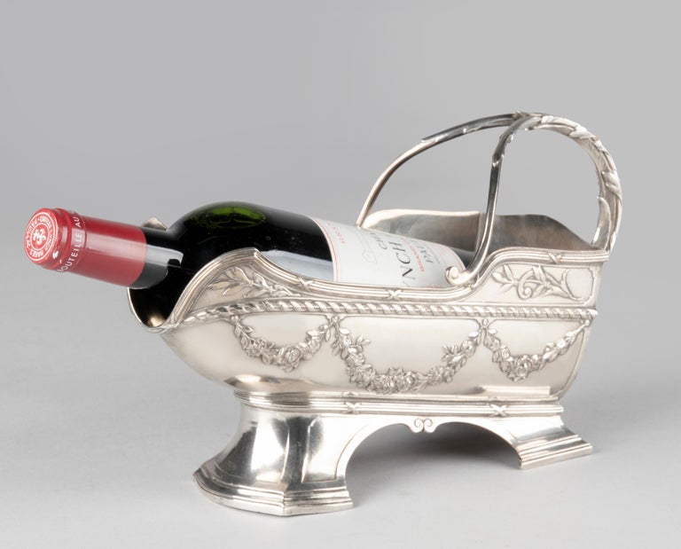 Silver Plated Wine-Bottle Holder Made by Minerva Louis XVI-Style For ...