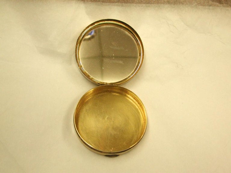 Silver Powder Box with Iridescent Enamelled Terrior Dog Scene ...