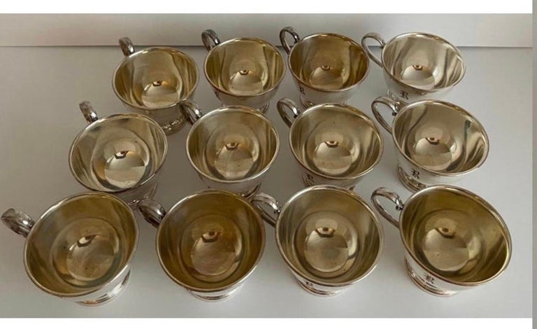 Silver R Monogram Punch Cups, Set of 12 For Sale at 1stDibs