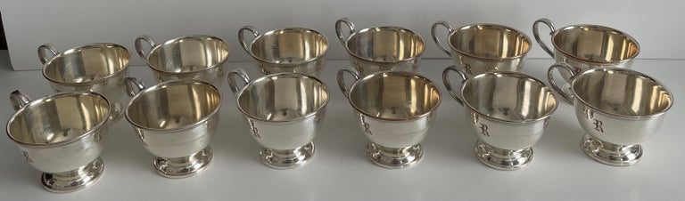 Silver R Monogram Punch Cups, Set of 12 For Sale at 1stDibs