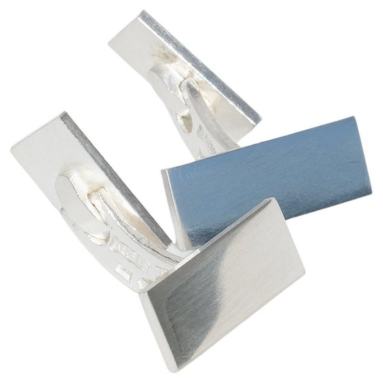 Silver Rectangular Cufflinks by Wiwen Nilsson Made Year 1974 For Sale ...