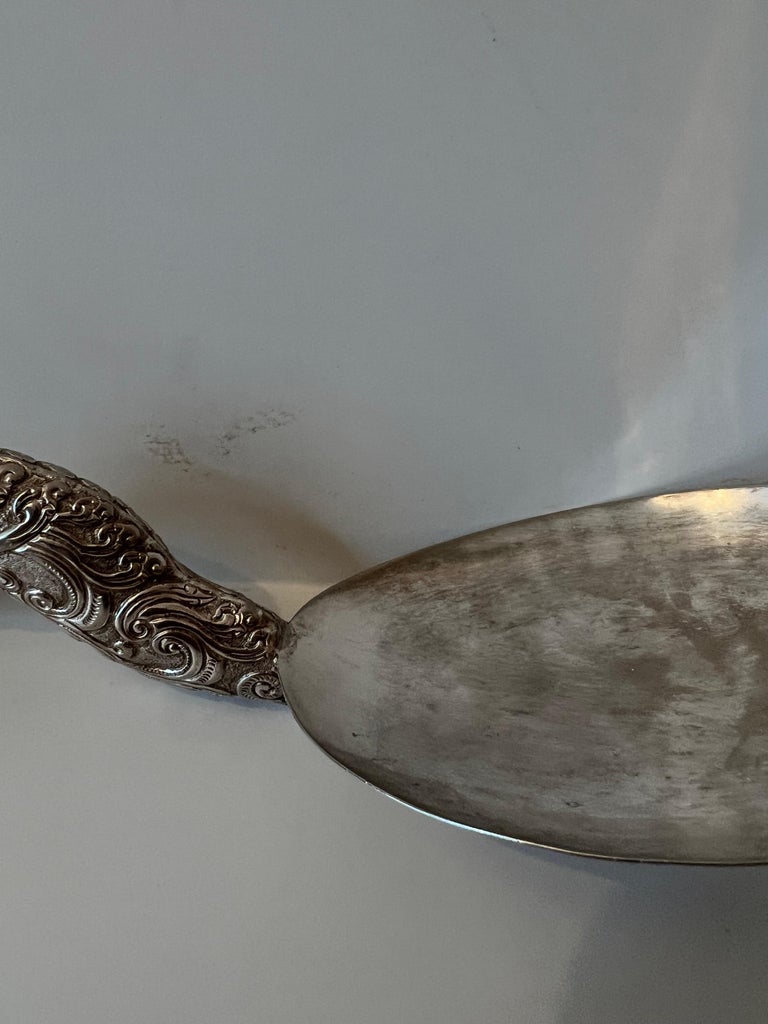 Silver Repoussé Serving Spoon with Peacock For Sale at 1stDibs