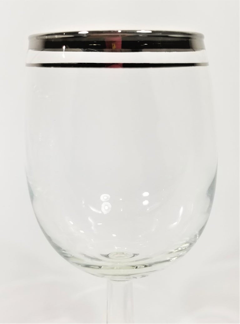Silver Rimmed Stemware Wine Glasses Midcentury Set of 10 For Sale at ...