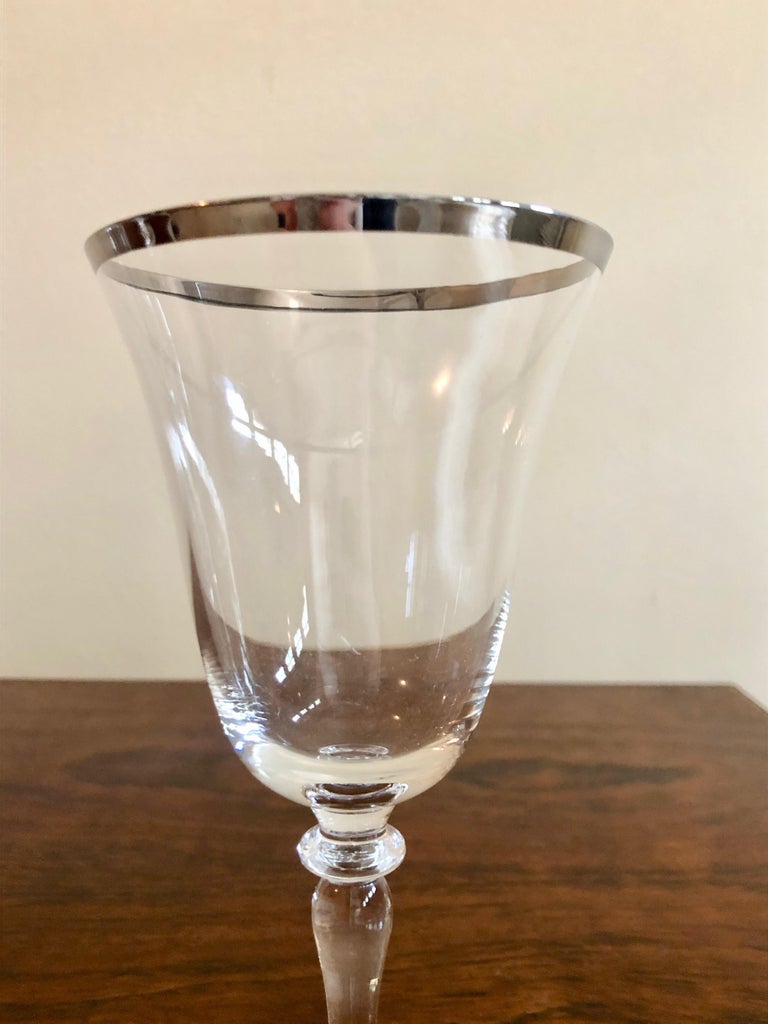 Silver Rimmed Wine Glasses, Set of 10 at 1stDibs | silver rimmed ...