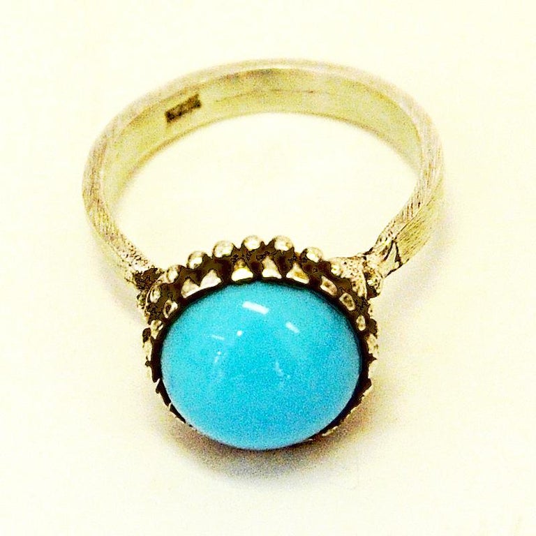 Silver Ring with Light Blue Stone 1950s, Scandinavia For Sale at ...
