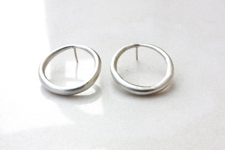 Silver Round Earrings For Sale at 1stDibs