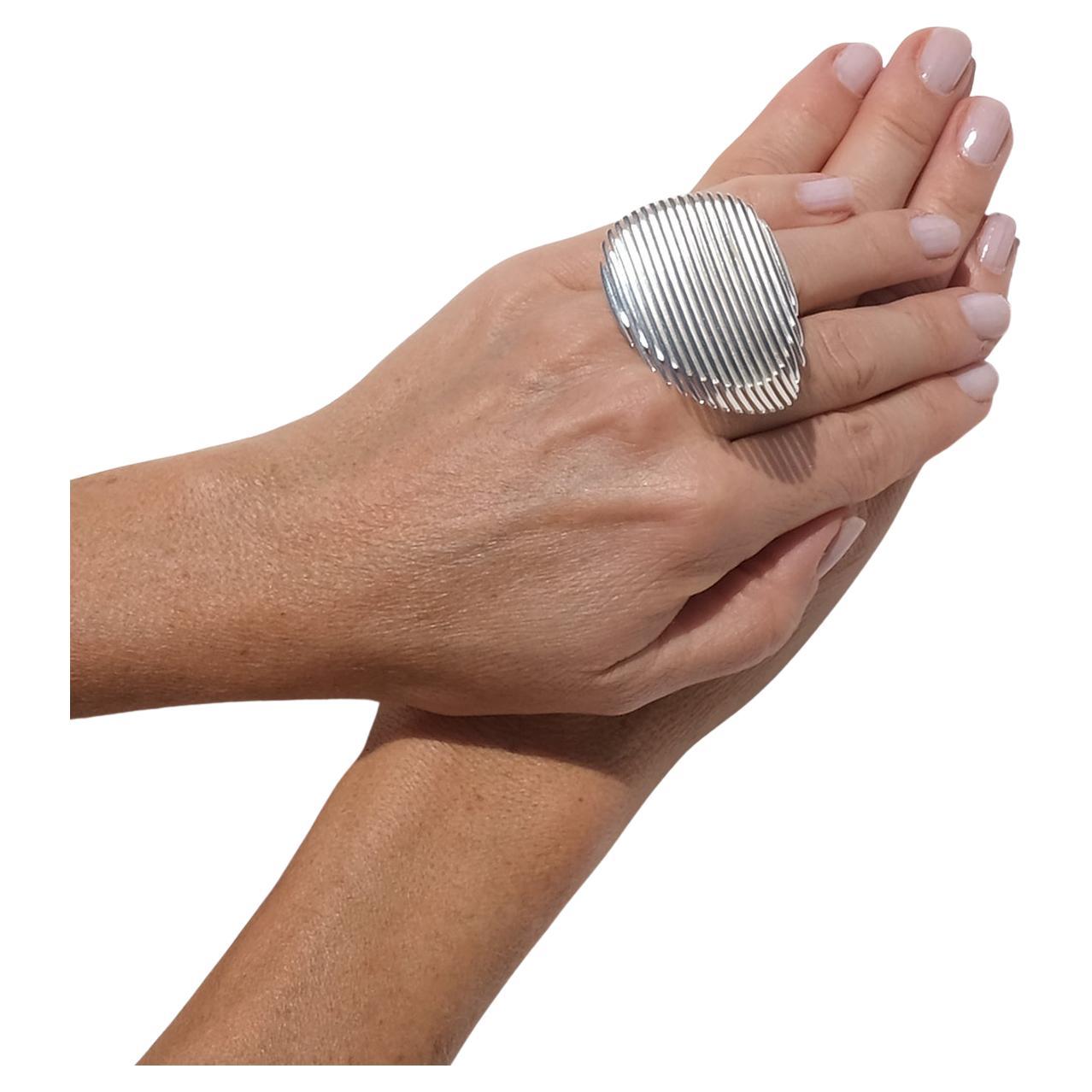 Silver Sculptural Ring “Lamellae” by Zaha Hadid for Georg Jensen For ...