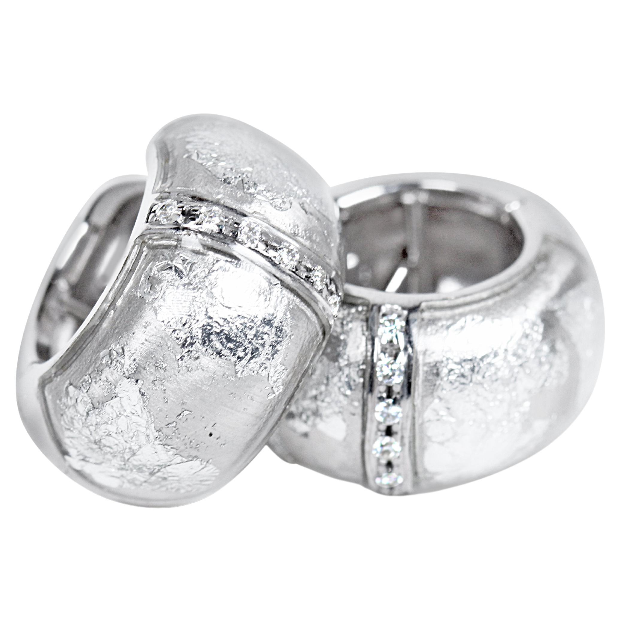 Soho Sterling Silver and Diamond Enamel Hoops For Sale at 1stDibs