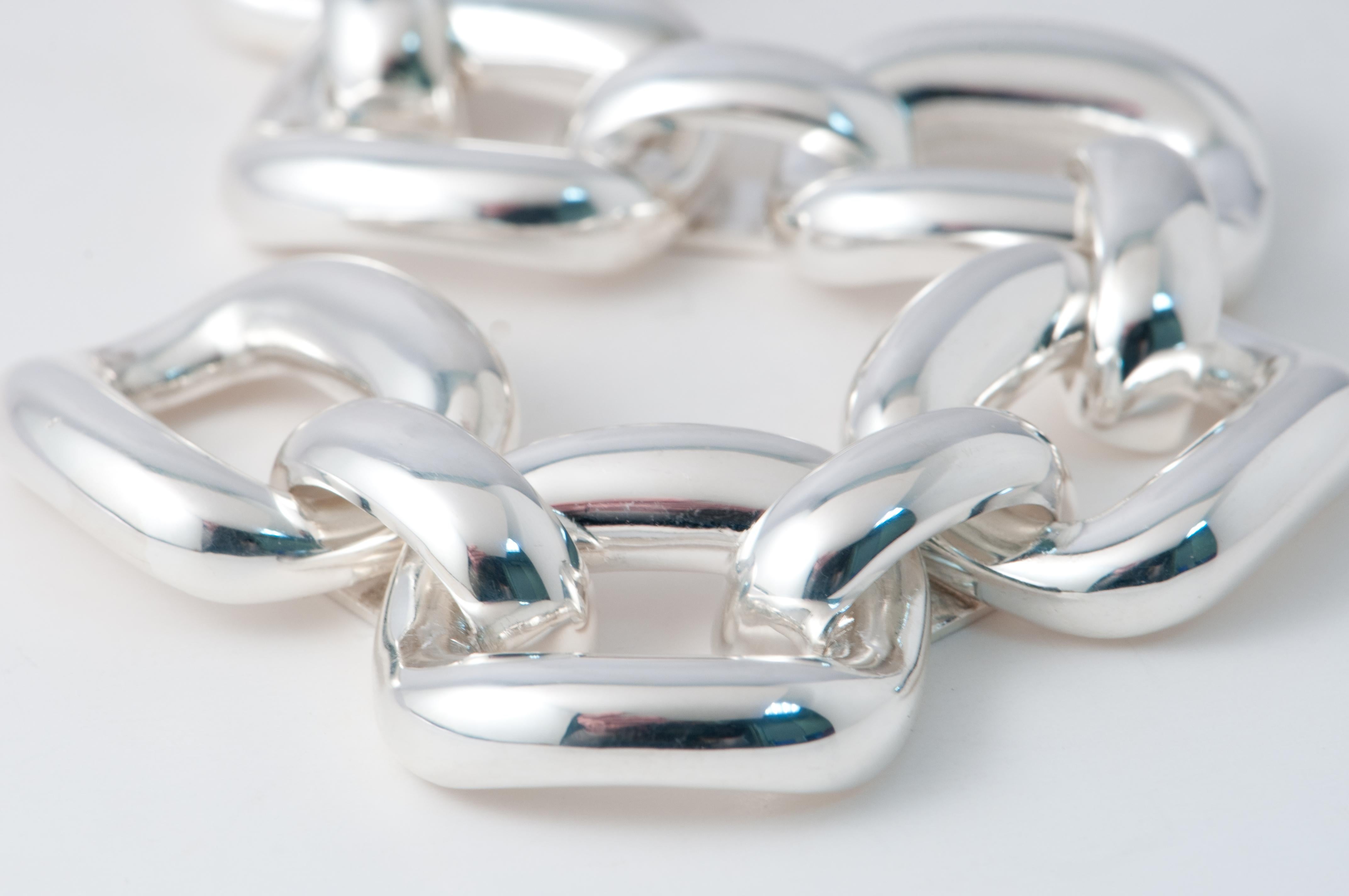 Silver Square Link Bracelet at 1stDibs