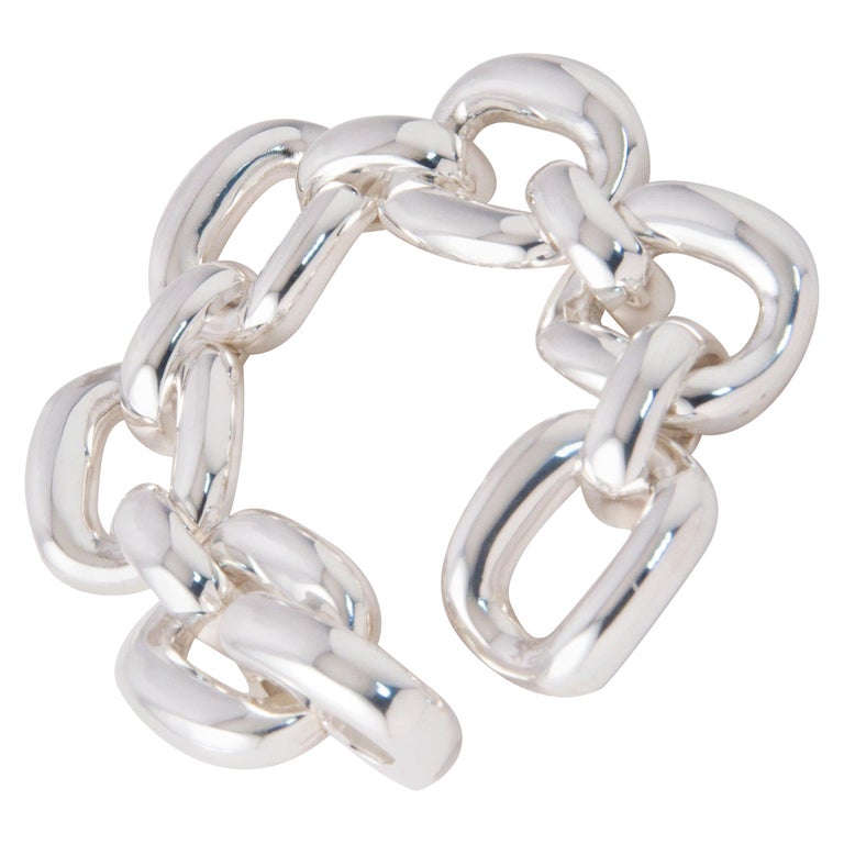 Silver Square Link Bracelet at 1stDibs