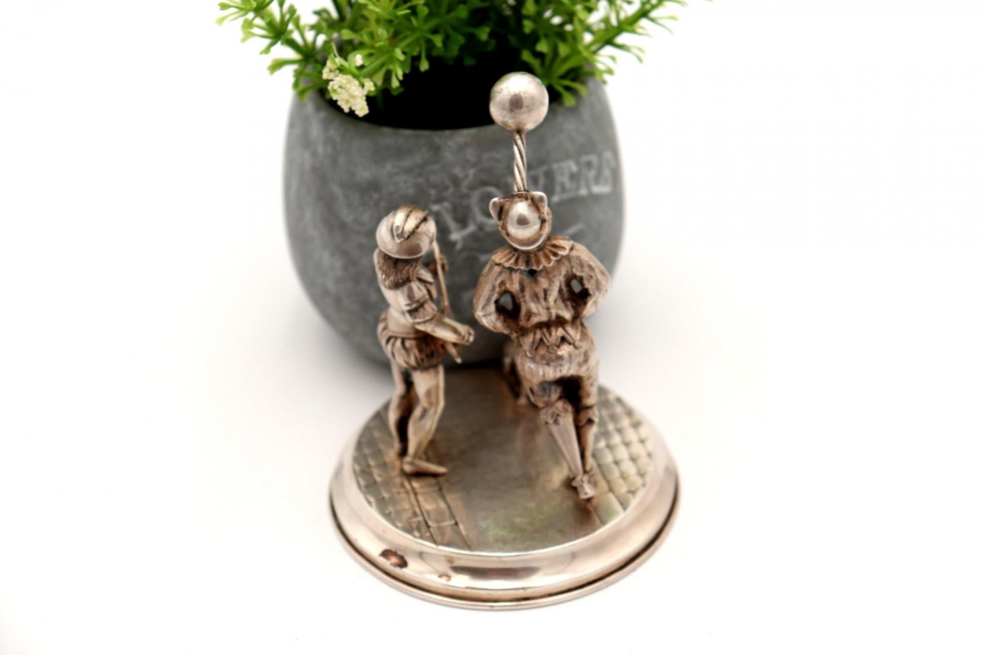 Silver statuette with a group of acrobats and a dog For Sale at 1stDibs