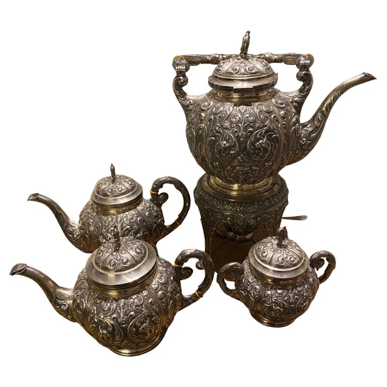 Silver Tea and Coffe set With Tray Spanish Silver four pieces 1940 For ...