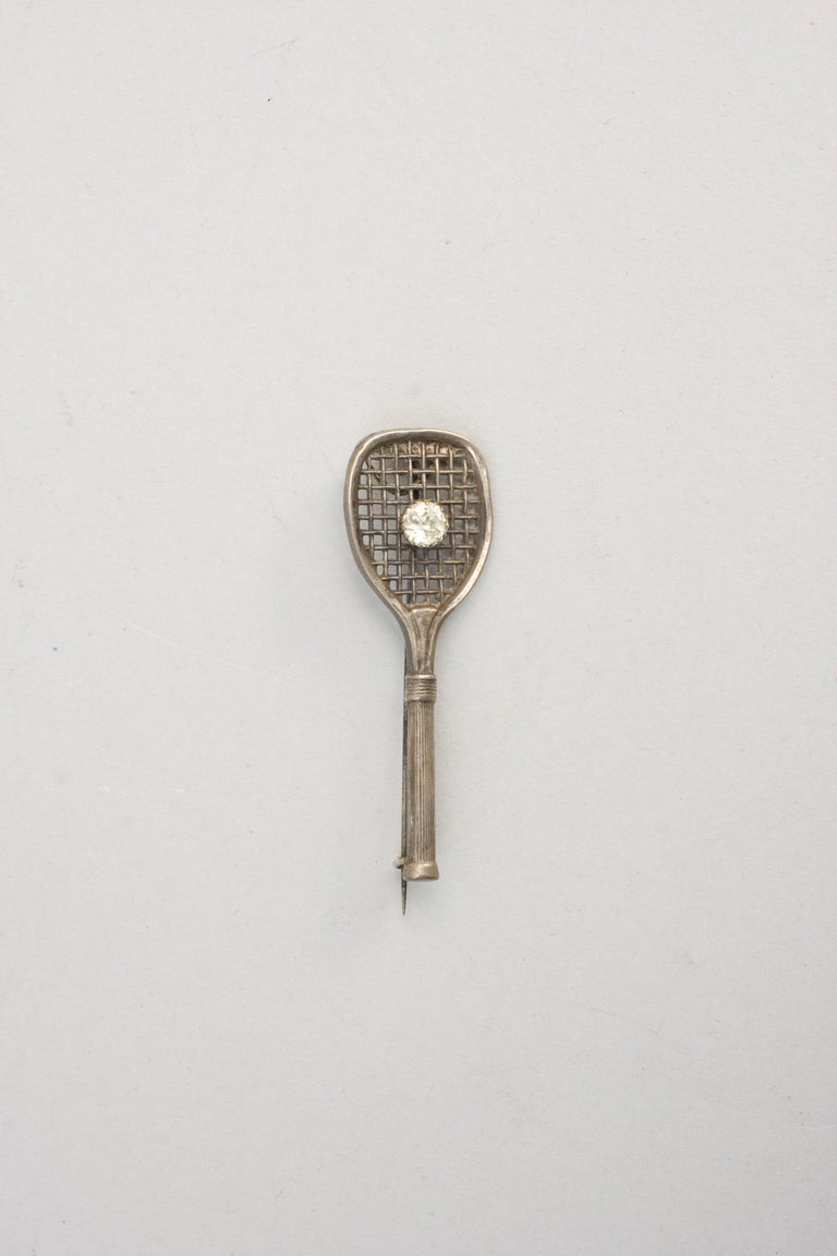 Silver Tennis Racket Brooch For Sale at 1stDibs