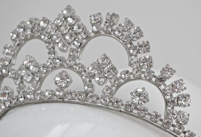 Silver Tone and Clear Rhinestone Tiara circa 1950s at 1stDibs