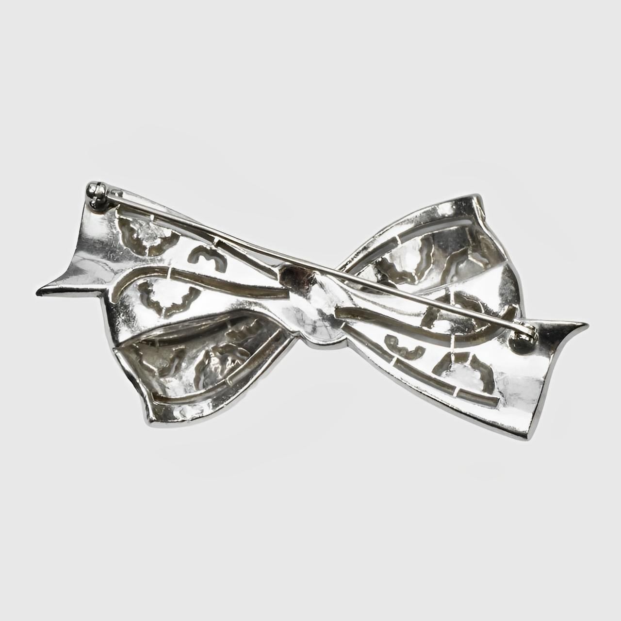 Silver Tone Rhinestones Bow Statement Brooch circa 1930s For Sale at ...