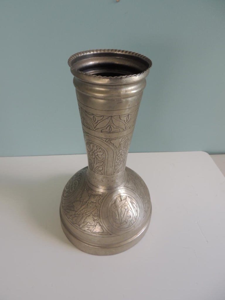 Silver Tone Vintage Syrian Edged Decorative Vessel For Sale at 1stDibs