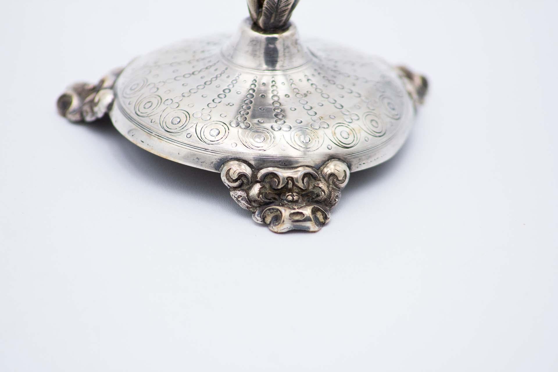 Silver toothpick holder with chalice on vine For Sale at 1stDibs
