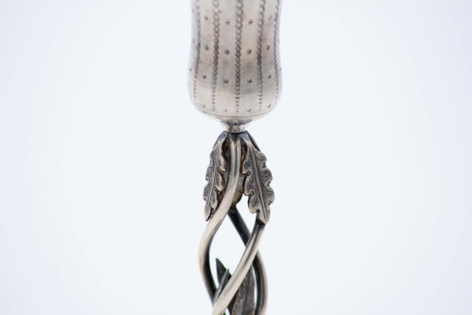 Silver toothpick holder with chalice on vine For Sale at 1stDibs