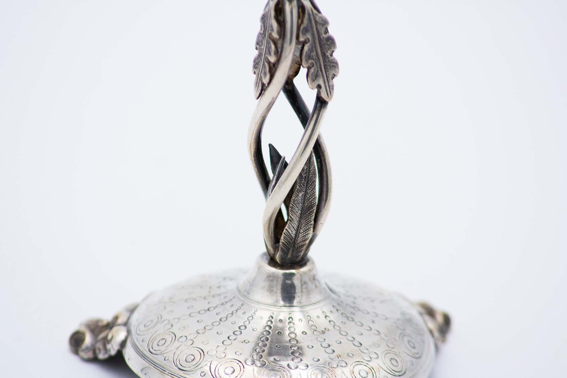 Silver toothpick holder with chalice on vine For Sale at 1stDibs