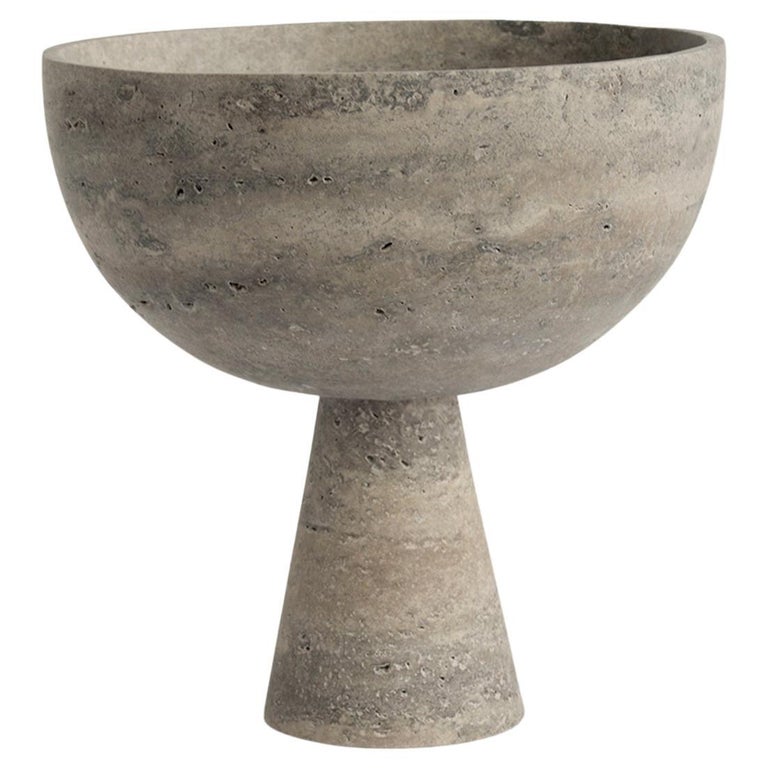 Silver Travertine Bowl XL For Sale at 1stDibs