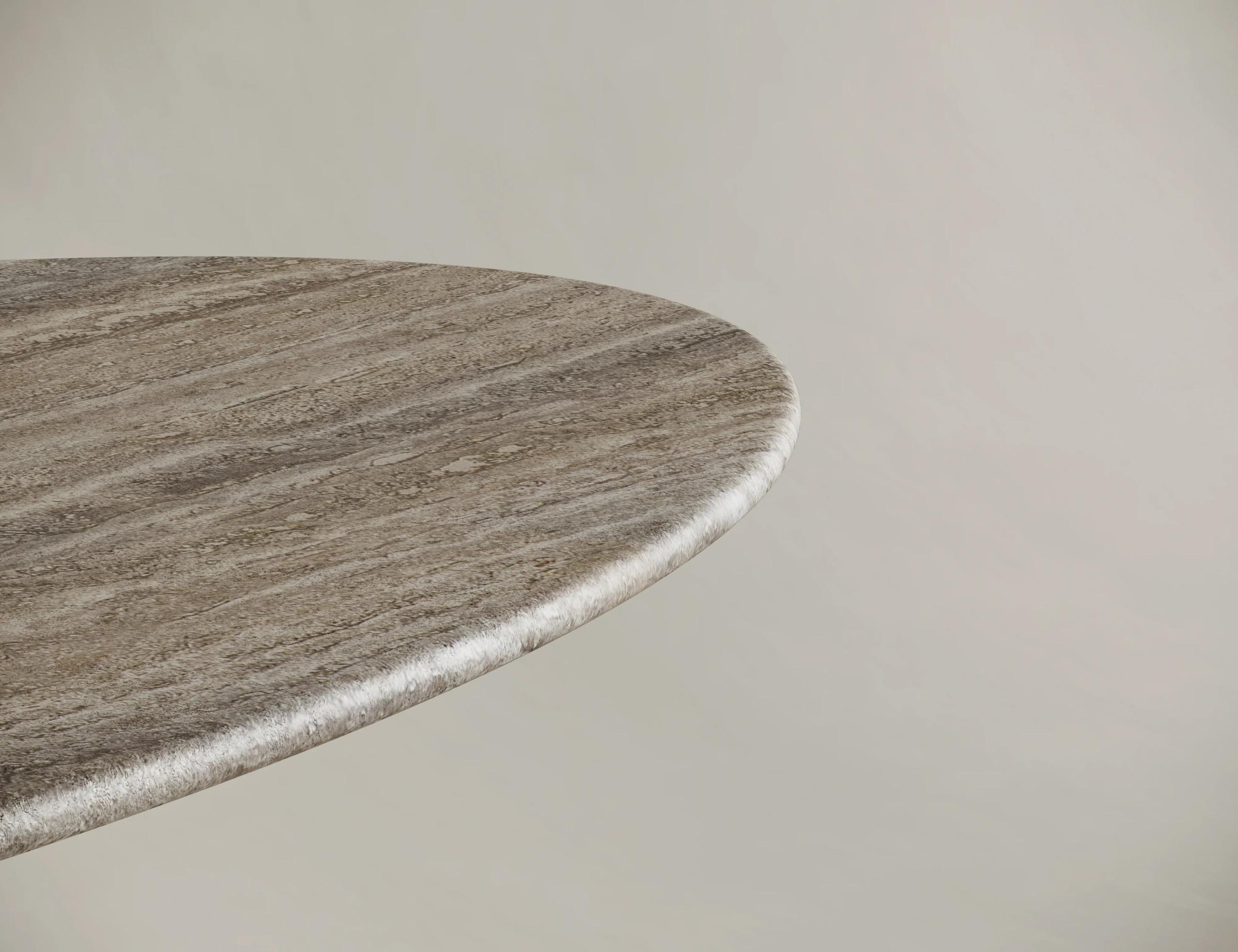 Silver Travertine Stone Table - Gray Silver Dining Table - Ellipse ...