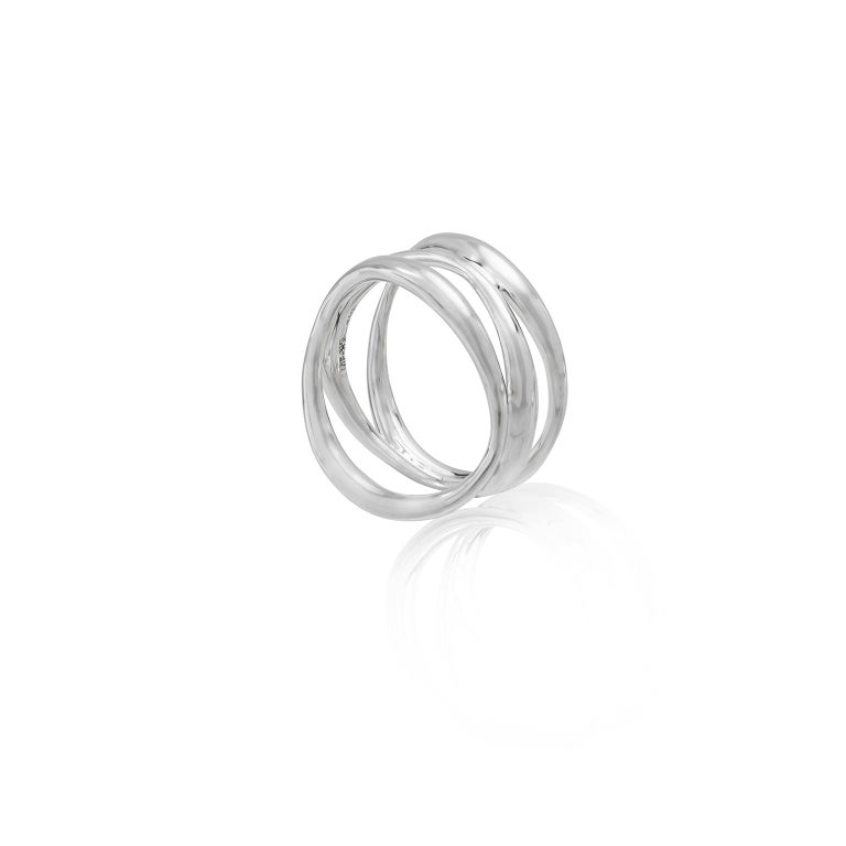 Silver Triple Vaiven Ring, size: 75 For Sale at 1stDibs