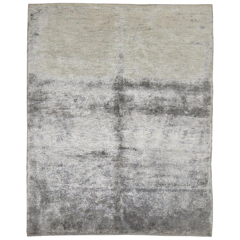Silver Turkish Cotton Silk Rug at 1stDibs | silver silk rug