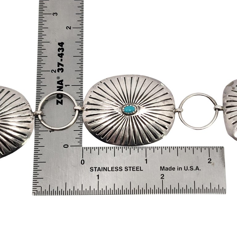 Silver Turquoise 16pc Concho Belt For Sale at 1stDibs