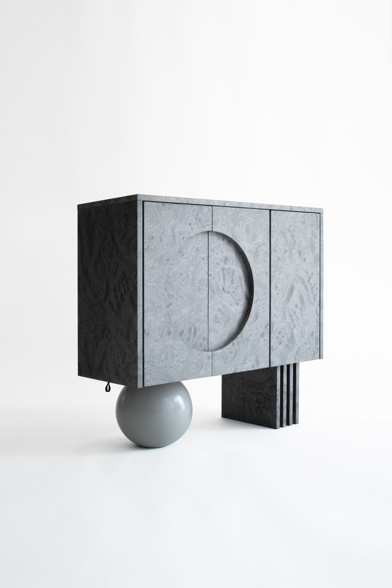 Silver/ Grey Veneer Buffet / Console For Sale at 1stDibs