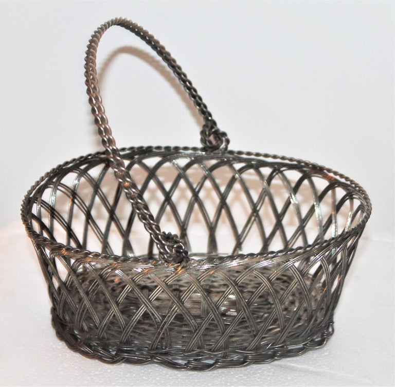 Silver Wire Handled Basket at 1stDibs | silver wire basket