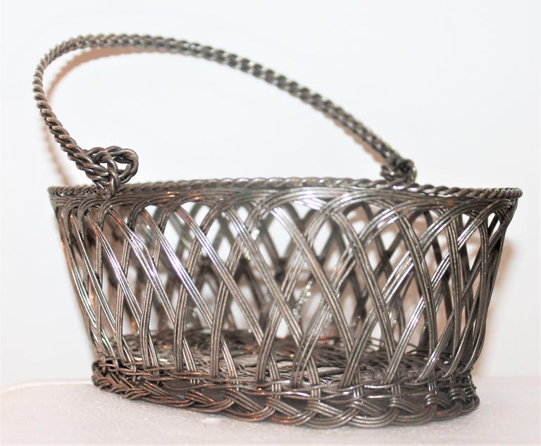 Silver Wire Handled Basket at 1stDibs | silver wire basket