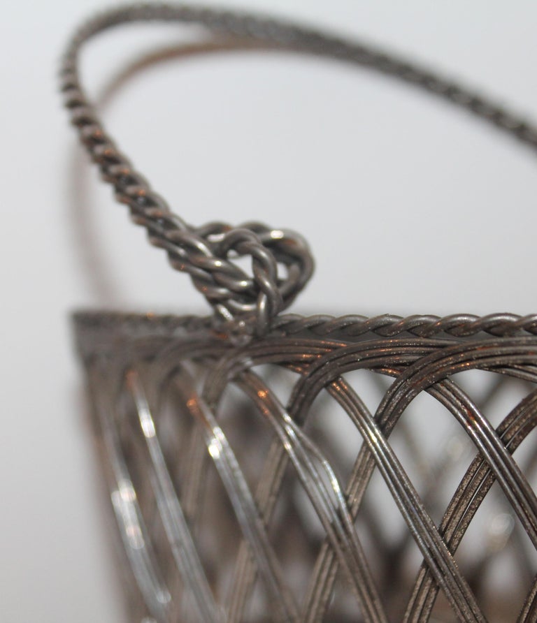 Silver Wire Handled Basket at 1stDibs | silver wire basket