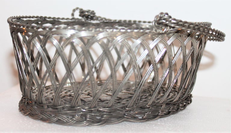 Silver Wire Handled Basket at 1stDibs | silver wire basket