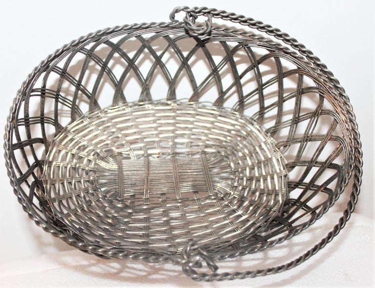 Silver Wire Handled Basket at 1stDibs | silver wire basket