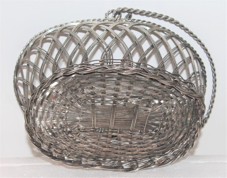 Silver Wire Handled Basket at 1stDibs | silver wire basket