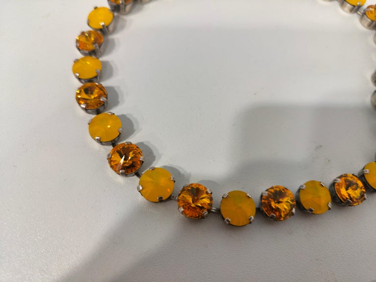 Silver with Yellow Swarovski stones necklace For Sale at 1stDibs
