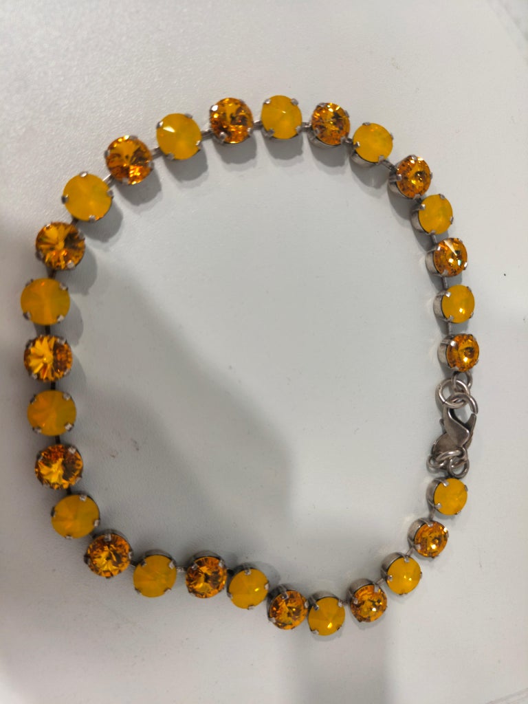 Silver with Yellow Swarovski stones necklace For Sale at 1stDibs