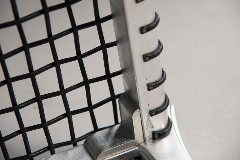 Silver Woven Leather Saber Legs Klismos Chairs For Sale at 1stDibs