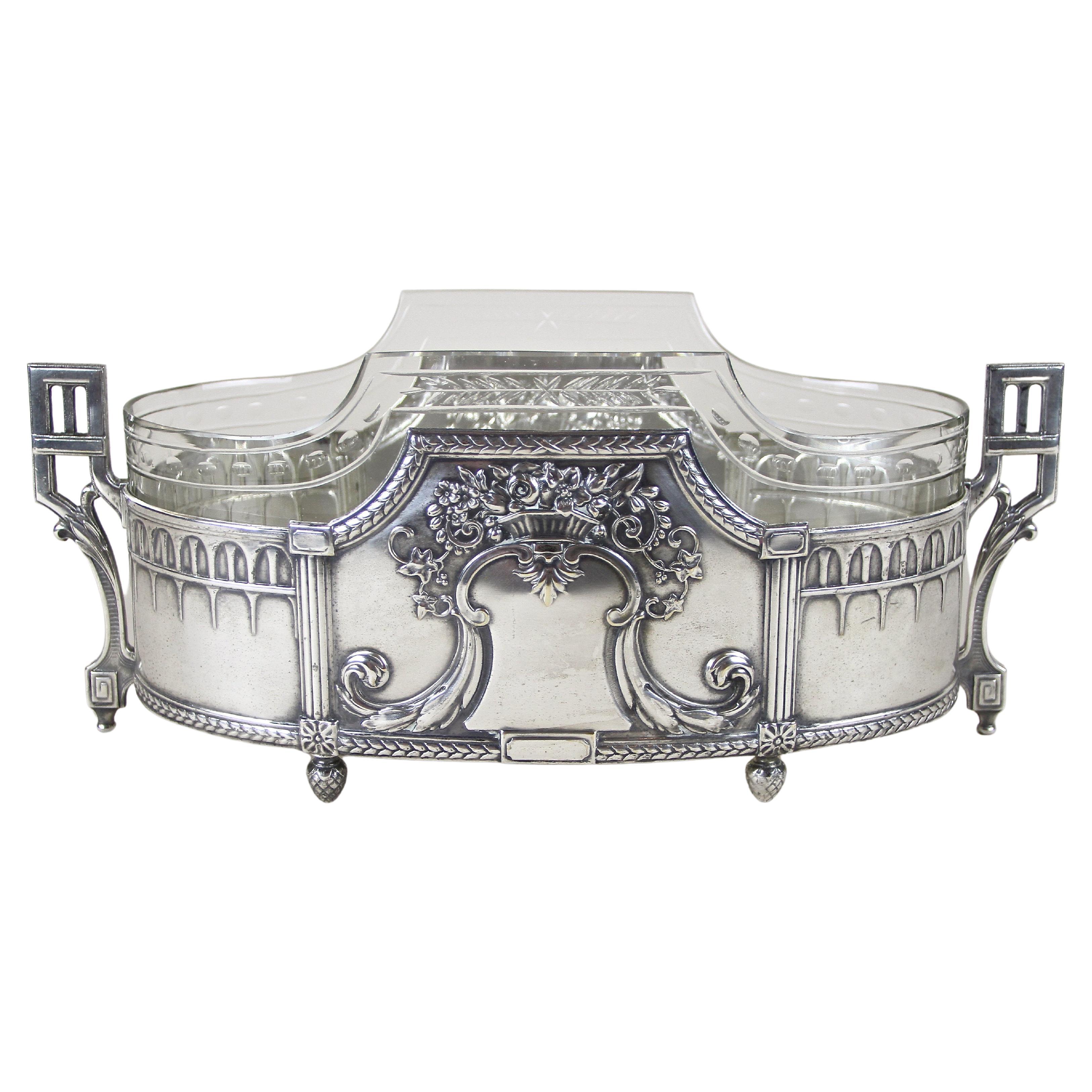Silver Art Nouveau Austrian Centerpiece with Original Glass Liner circa ...