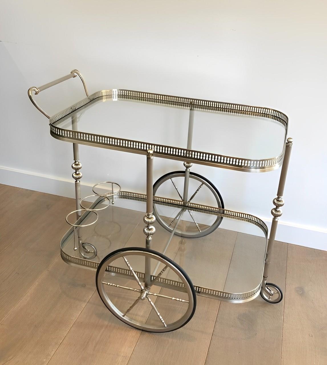 Silvered Brass Drinks Trolley For Sale at 1stDibs
