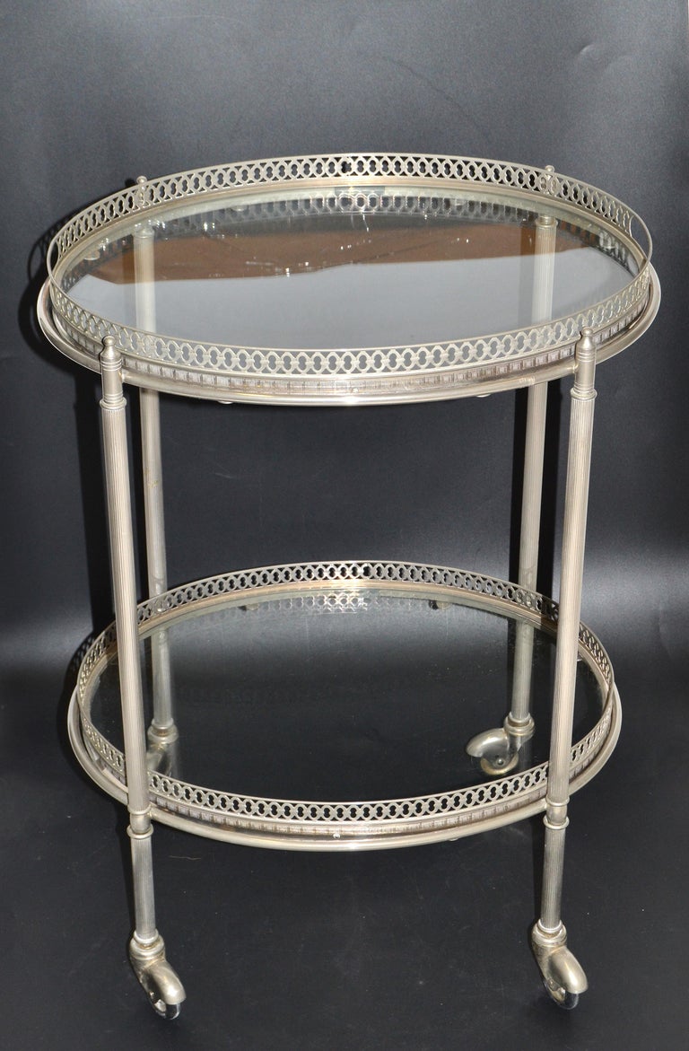 Silvered Bronze Bar Cart by Maison Lancel Paris France Mid-Century ...