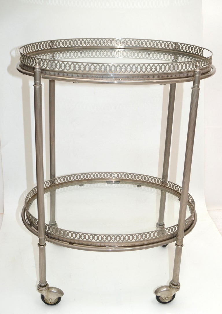 Silvered Bronze Bar Cart by Maison Lancel Paris France Mid-Century ...