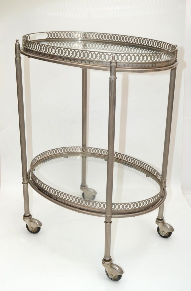Silvered Bronze Bar Cart by Maison Lancel Paris France Mid-Century ...